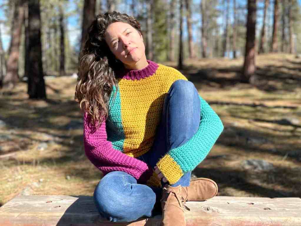Bulky Crochet Sweater Pattern: Free Color Block Sweater + Video