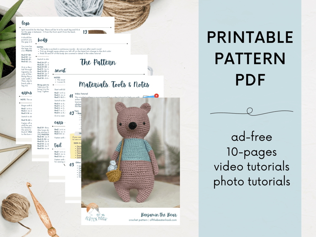 Crochet Bear Pattern + Video Tutorial