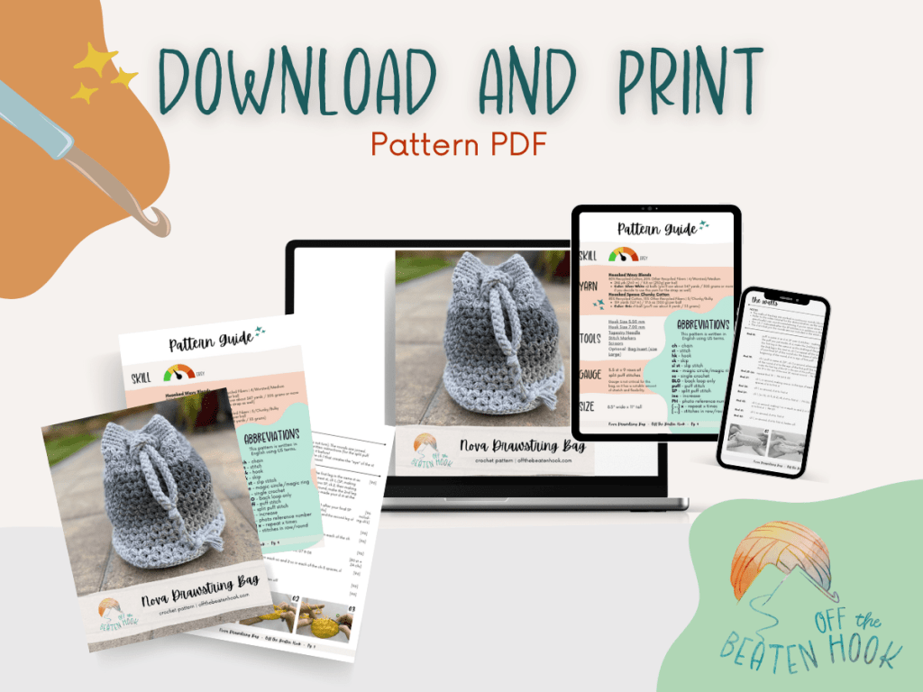 Crochet Drawstring Bag: Free Pattern + Video Tutorial