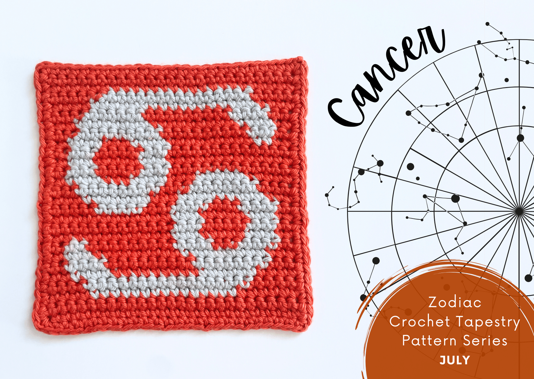 Cancer Zodiac Crochet Pattern: Free Grid Pattern + Video Tutorial